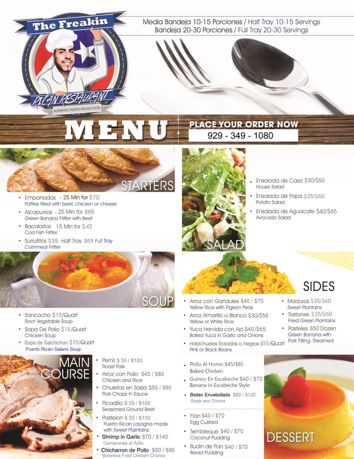 Our Menu - The Freakin Rican Restaurant